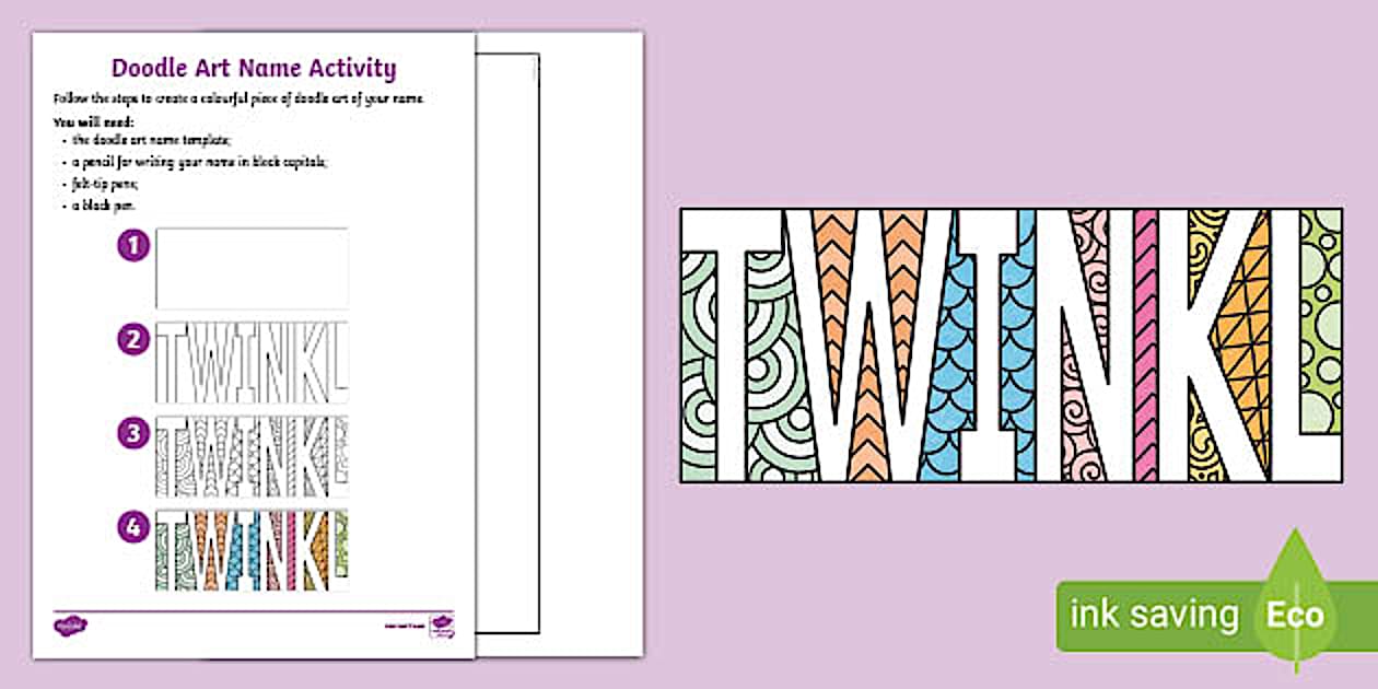 Doodle Art Name Activity Sheet (teacher made) - Twinkl