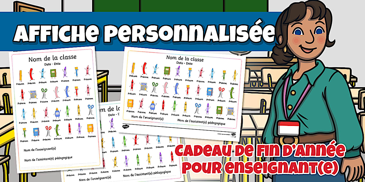 Affiche cadeau de fin d’année pour enseignant(e)
