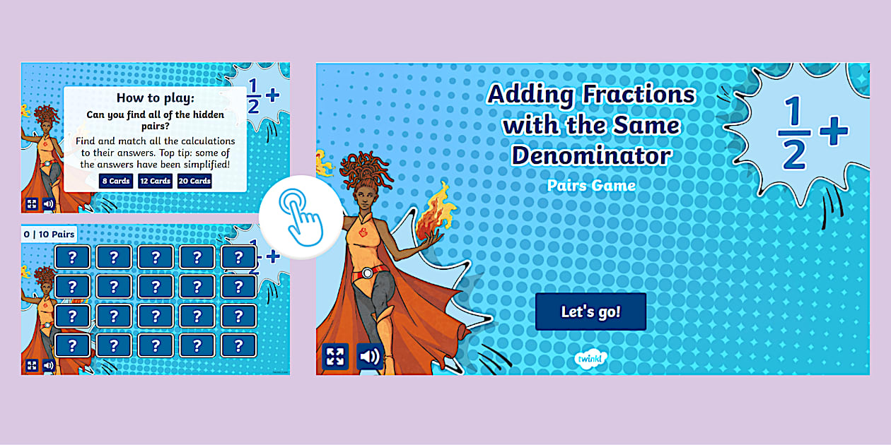 👉 Adding Fractions with the Same Denominator Game - KS2 Revision
