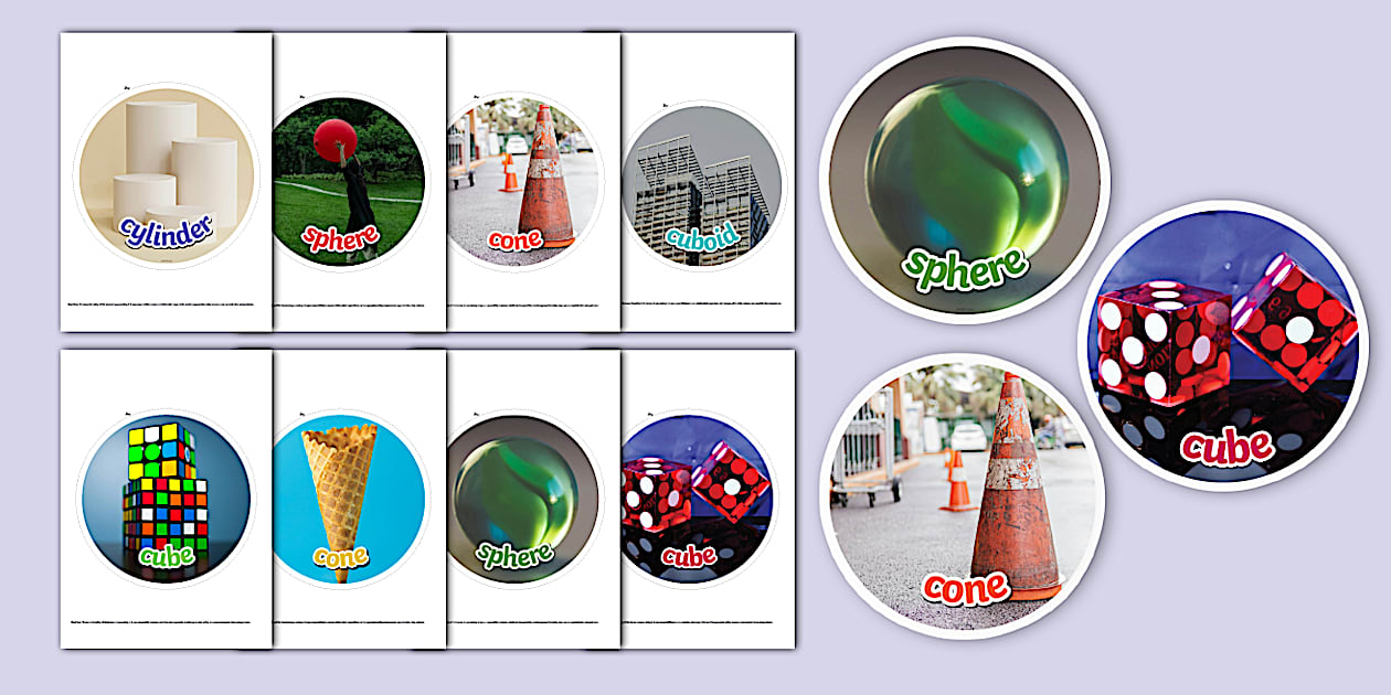 * NEW * 3D Shapes Real Life Objects Circle Display Photo Cut-Outs