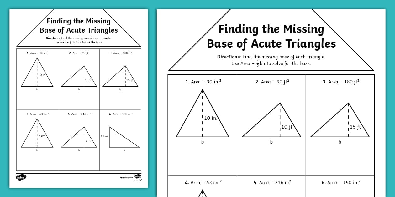 Seventh Grade Find Base of a Triangle Worksheet | Twinkl USA