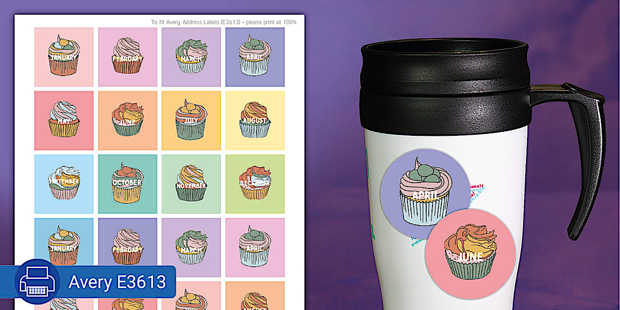 Muted Rainbow Themed | Pastel Cupcake | Months of the Year Stickers