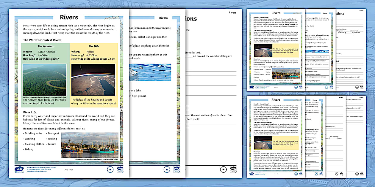 Editable Rivers Non-Fiction Reading Comprehension Activity