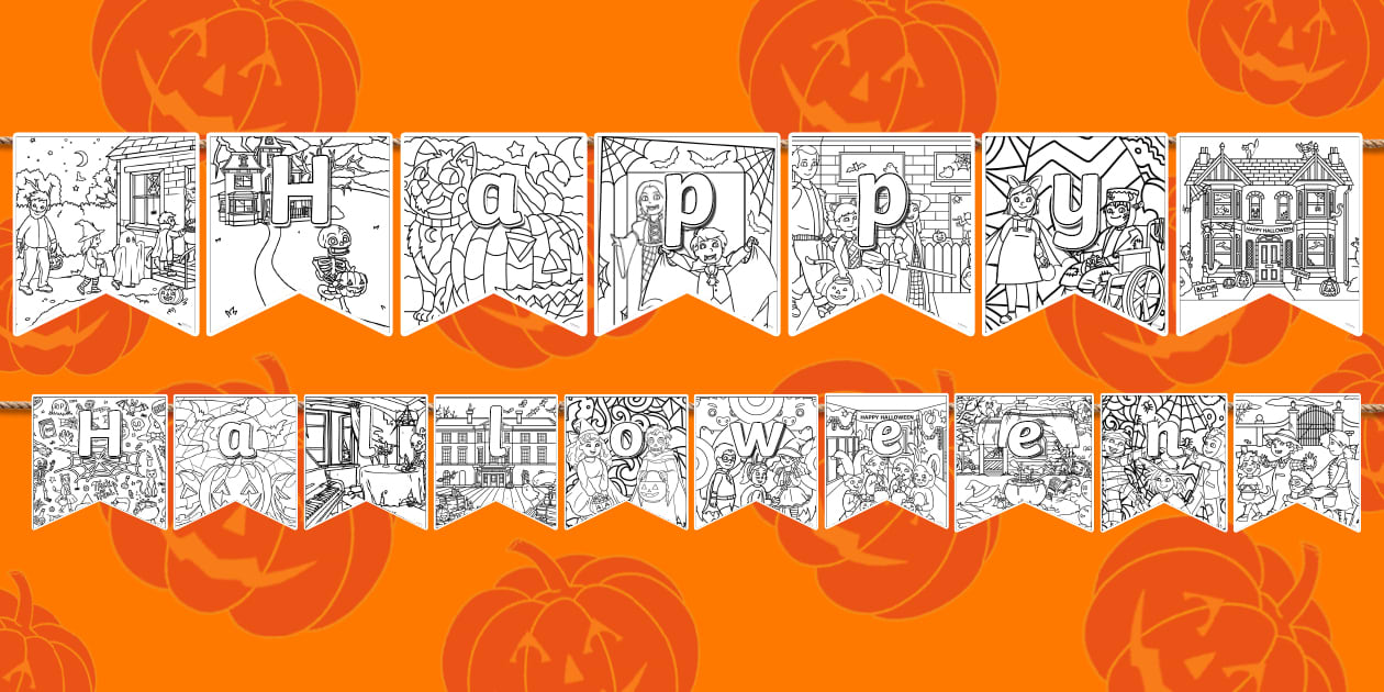 Happy Halloween Colouring Display Bunting (Teacher-Made)