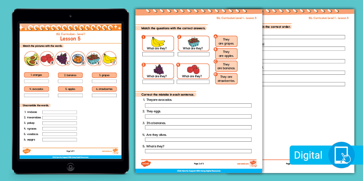 ELL Curriculum: Level 1, Lesson 5 Interactive Worksheet