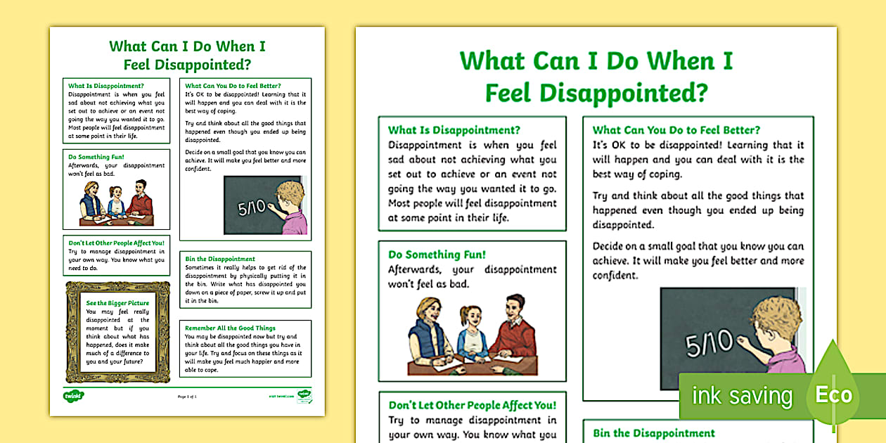 What Can I Do When I Feel Disappointed Guide (teacher made)