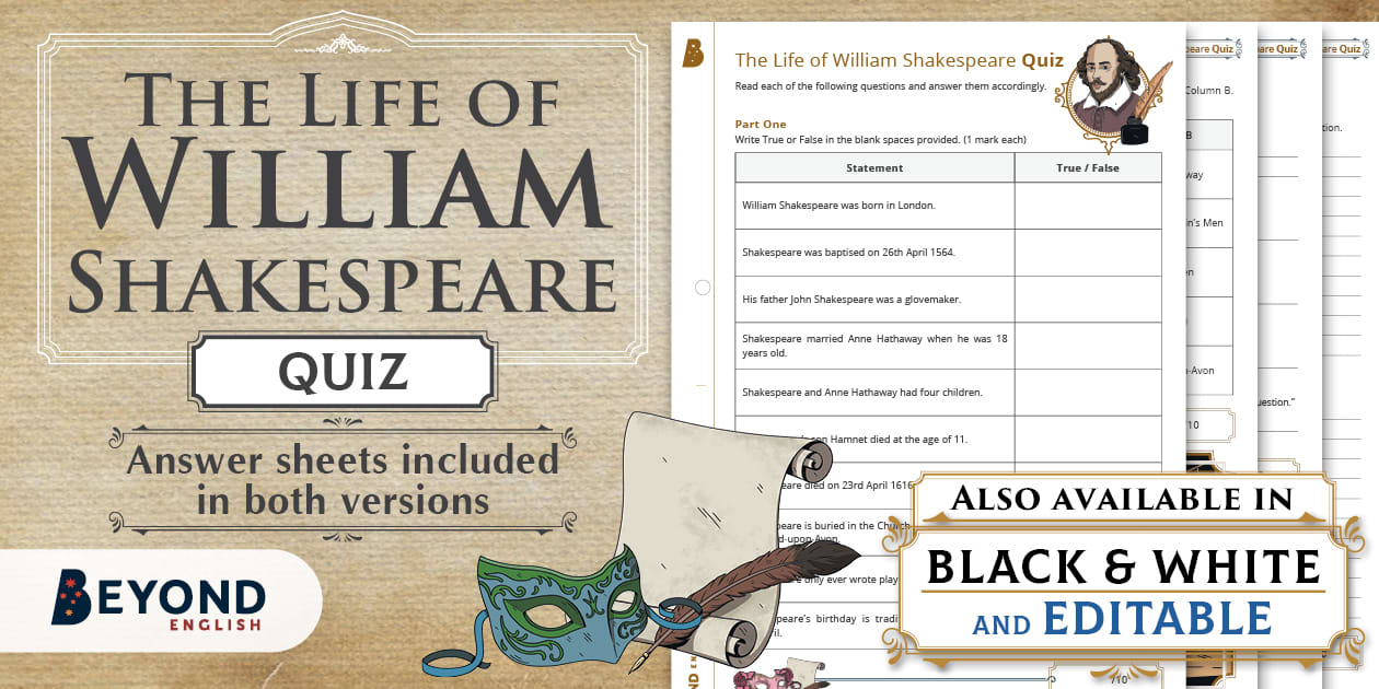 The Life of William Shakespeare - Quiz
