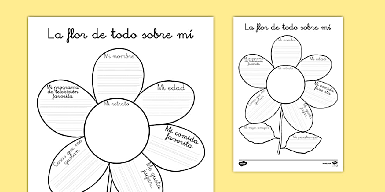 Pauta de escribir La flor de todo sobre mí (teacher made)