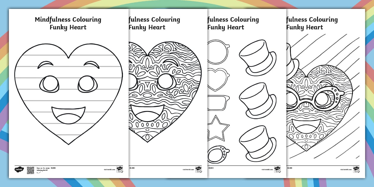 Funky Heart Mindfulness Colouring | Cool-Down Exercises