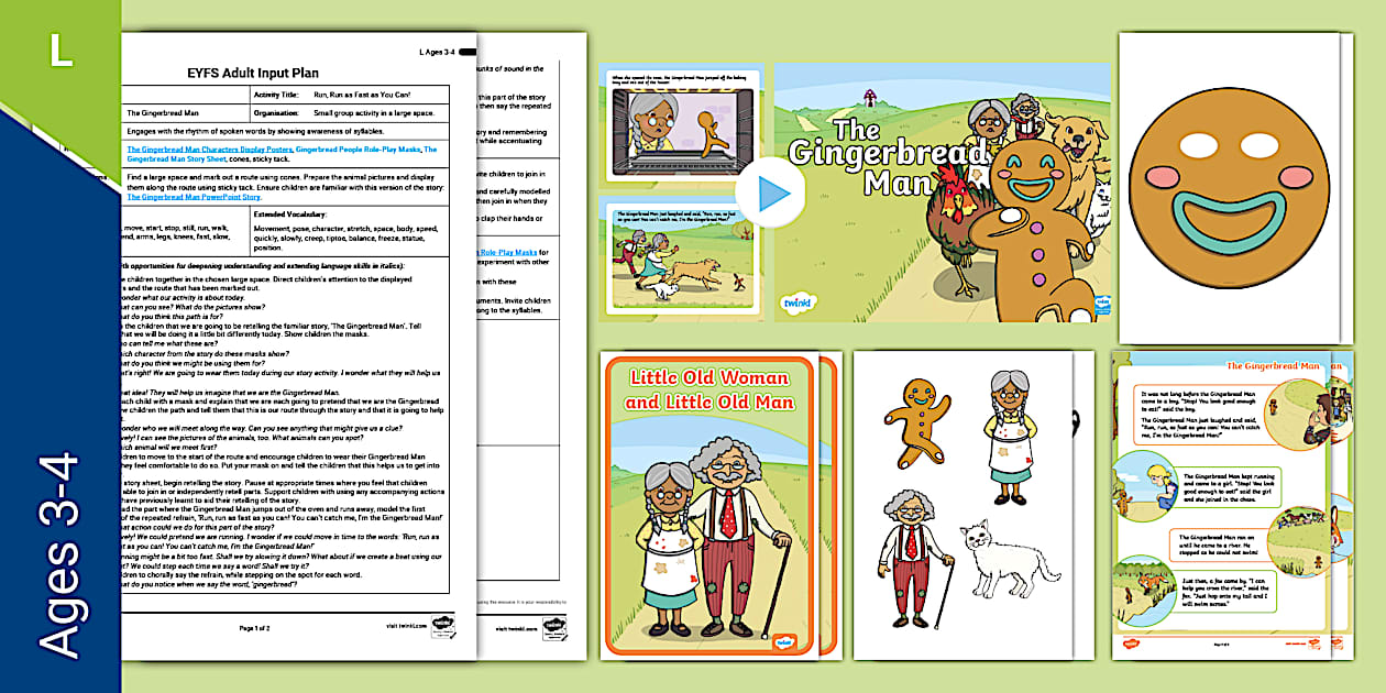 Kindergarten The Gingerbread Man Run, Run Adult Input Plan and Pack