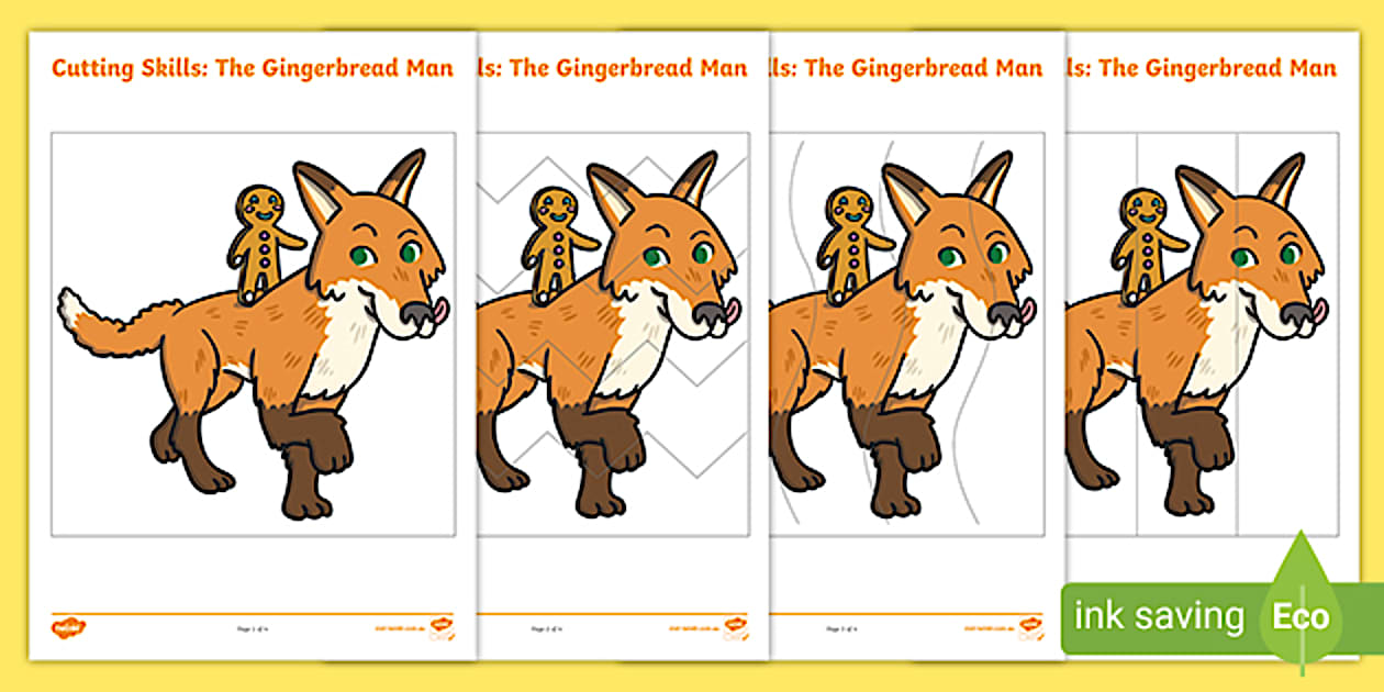 TAS Gingerbread Man Themed Cutting Skills Worksheet - Twinkl