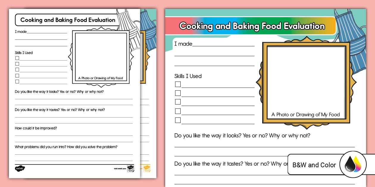 Cooking and Baking Food Evaluation Form - Twinkl