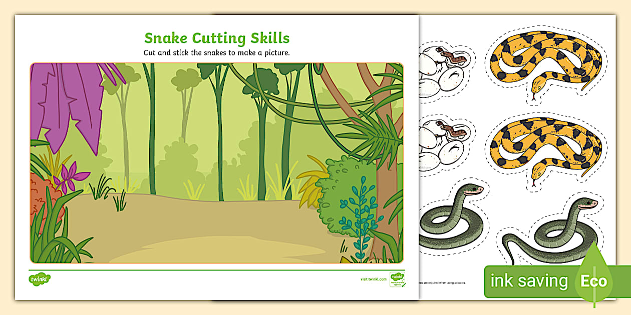 Snakes Cutting Skills Activity (professor feito) - Twinkl