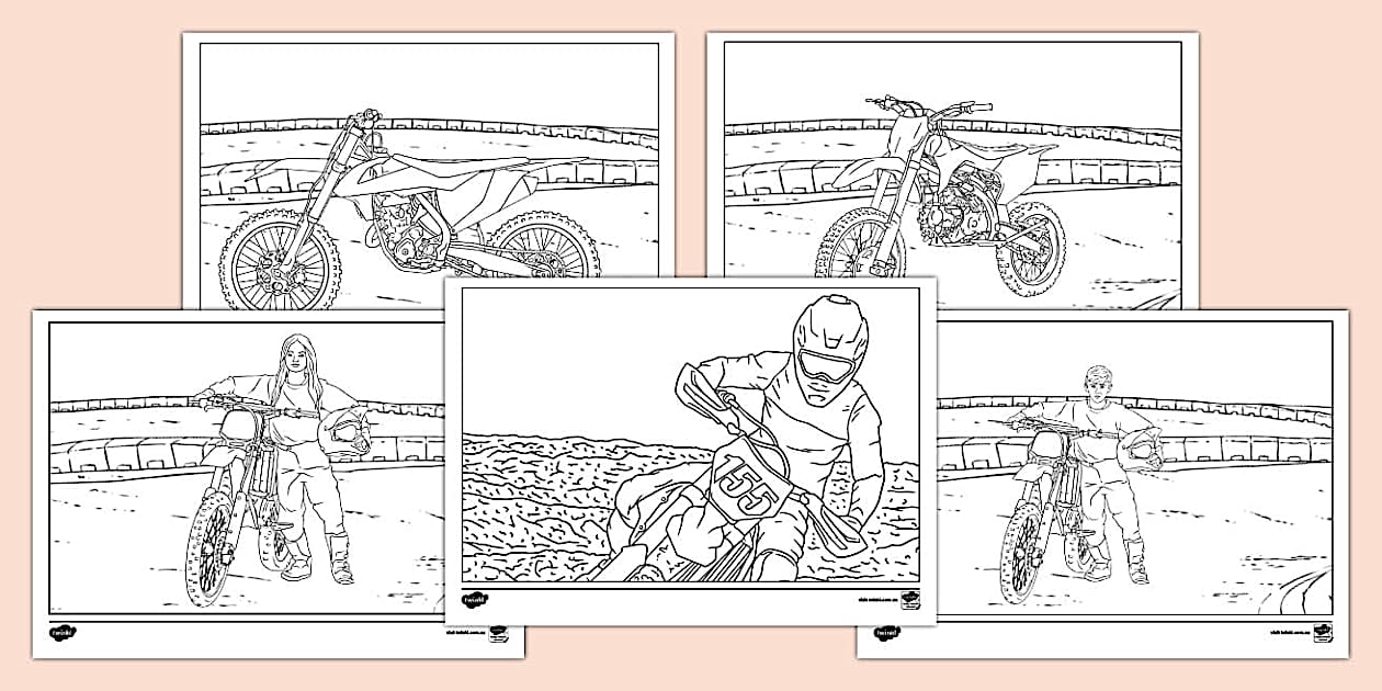 Motocross Mindfulness Colouring Sheets