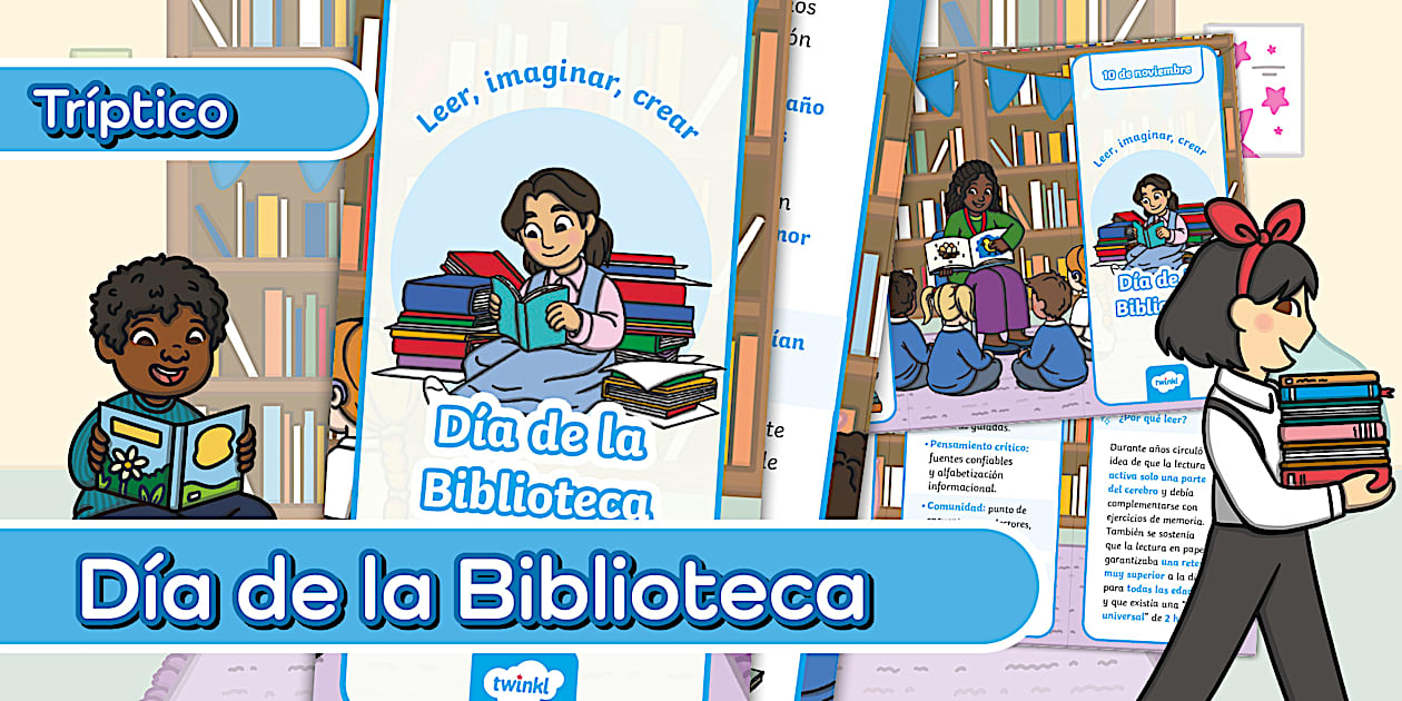 * NEW * Tríptico: Día de la Biblioteca | Twinkl