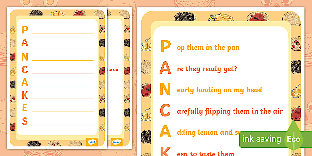Pancakes Acrostic Poem Example (teacher made) - Twinkl