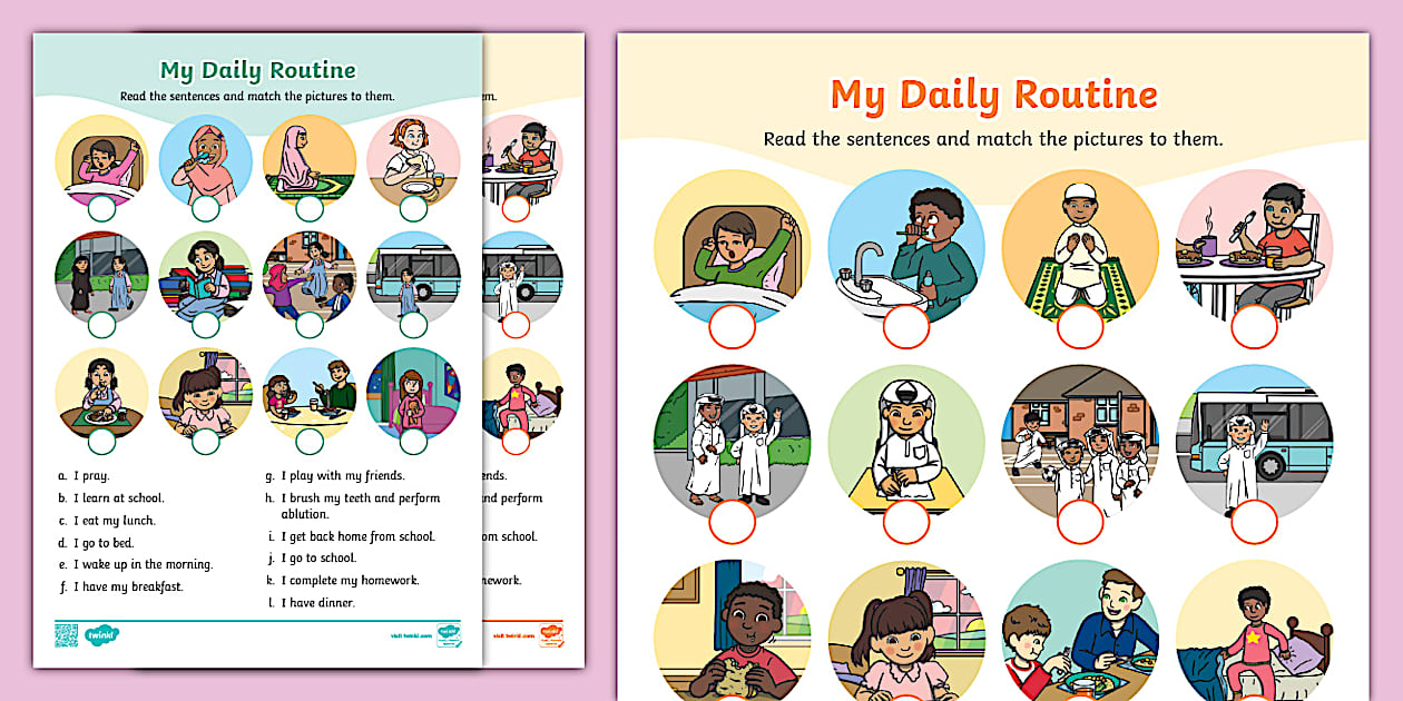 My Daily Routine Worksheet (teacher made) - Twinkl