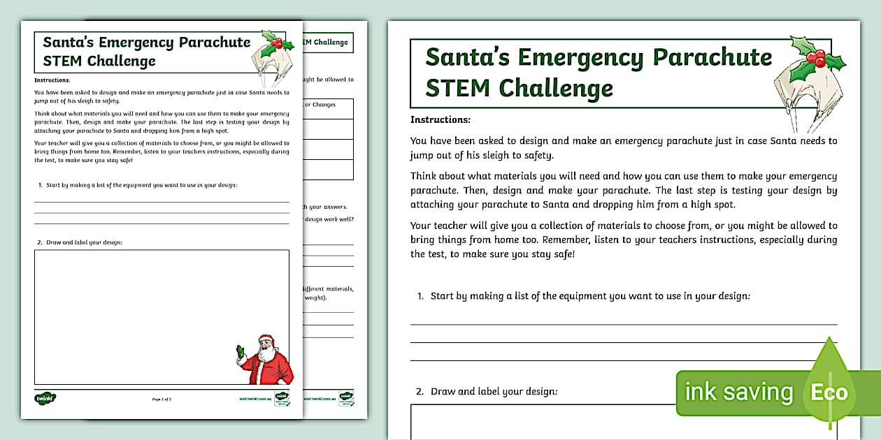 Santa's Emergency Parachute STEM Challenge Ι Christmas STEM