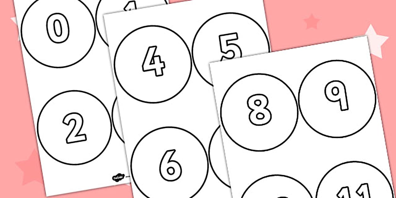 Editable Numbers 0-31 on Circles 4 per page (teacher made)