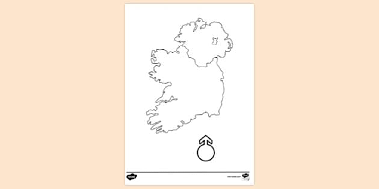Map of Ireland South Wind Colouring | Colouring Sheet