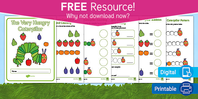 FREE Kindergarten Math Workbook - The Very Hungry Caterpillar