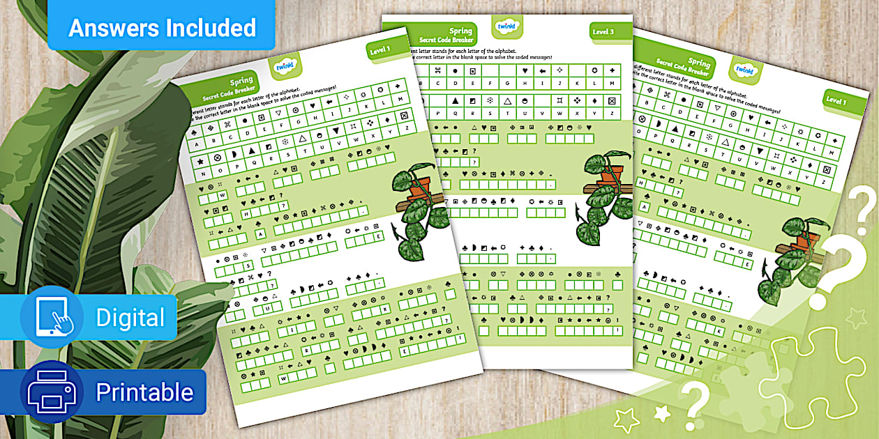 Spring Secret Code Breaker - Twinkl - Kids Puzzles - Twinkl