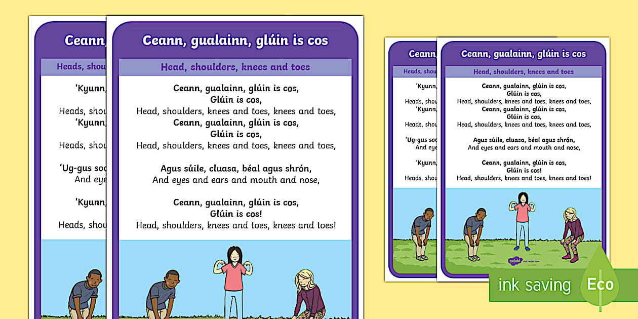 Head, Shoulders, Knees, and Toes in Irish | Twinkl