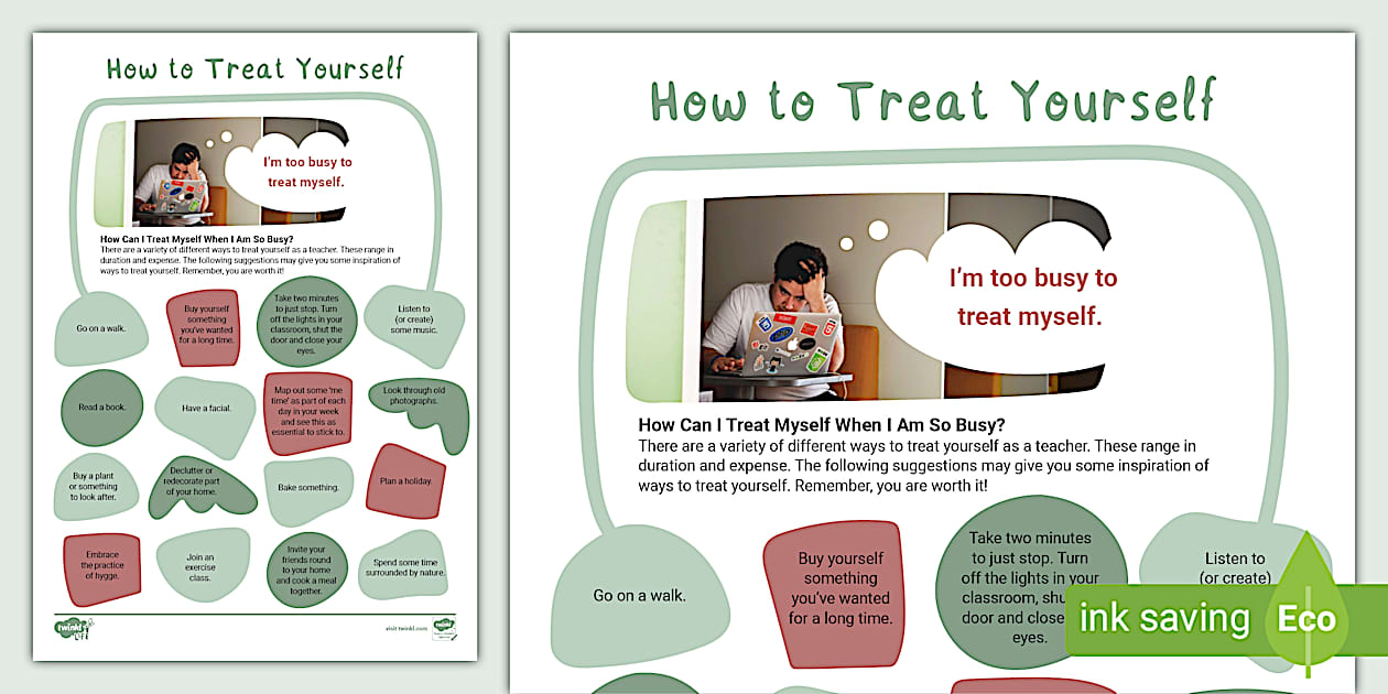 How to Treat Yourself Staff Wellbeing Resource - Twinkl