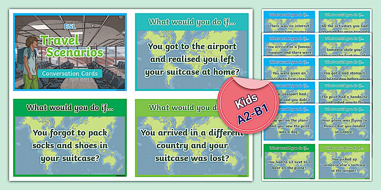 ESL Travel Scenarios Speaking Cards - Twinkl