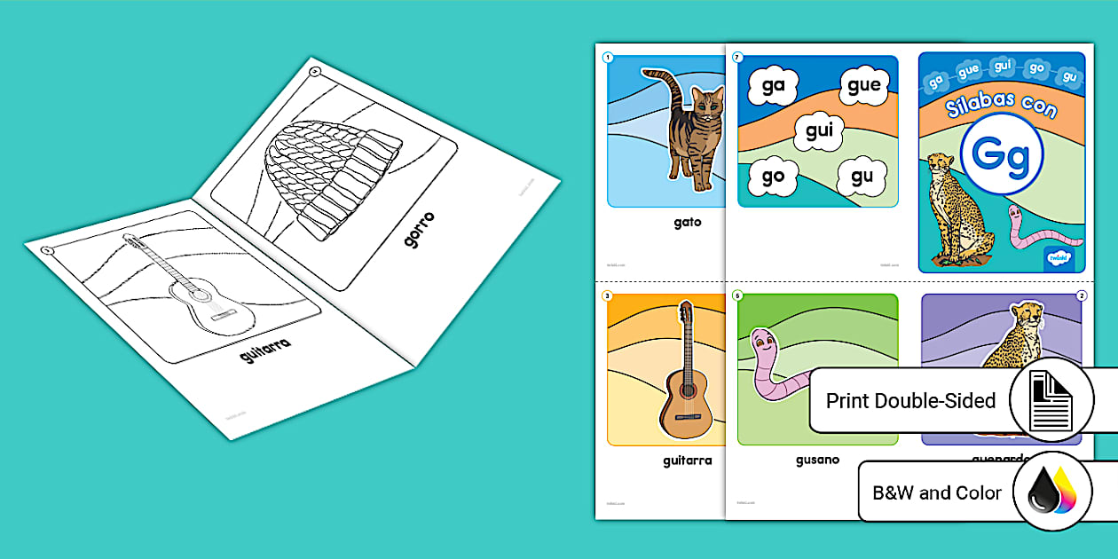 Libros fonéticos - Sílabas con Gg (teacher made) - Twinkl