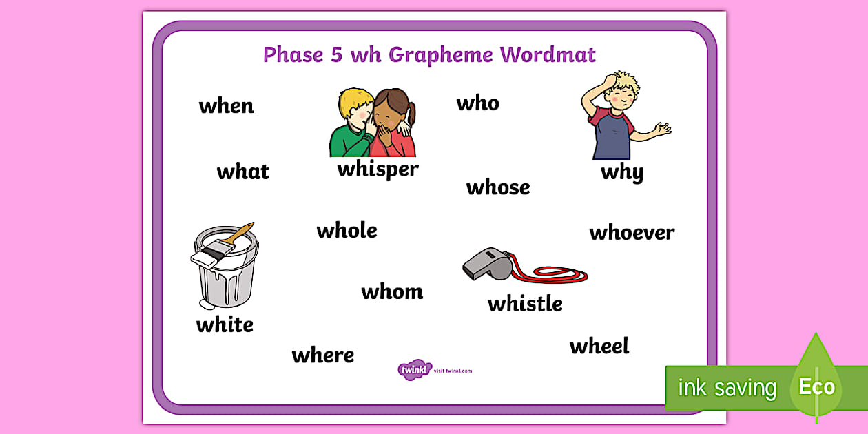 Cursive Phase 5 wh Grapheme Word Mat (teacher made) - Twinkl