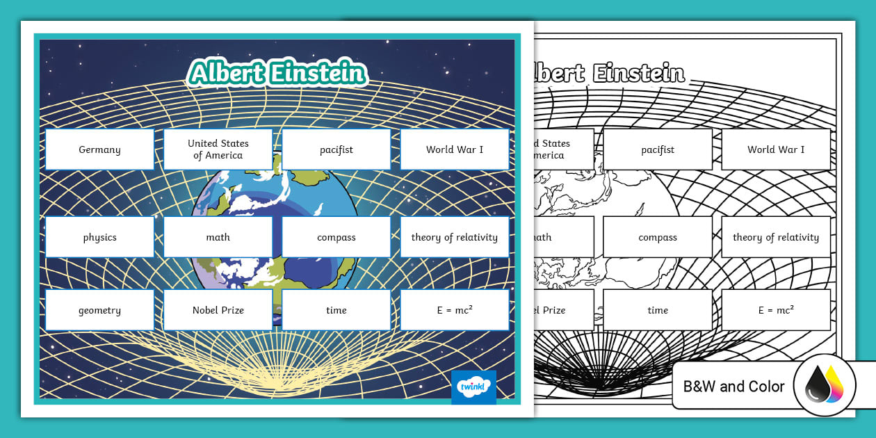 Albert Einstein Vocabulary Mat for 3rd-5th Grade - Twinkl