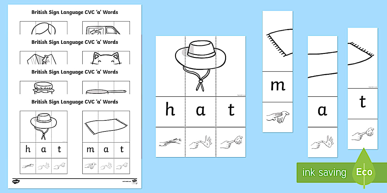 Editable British Sign Language CVC 'a' Words Jigsaw