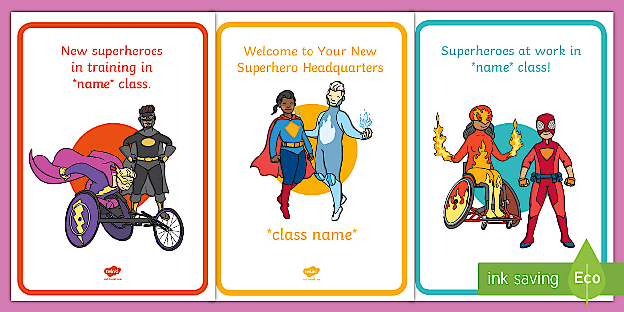 Editable Superheroes Transition Door Display Posters