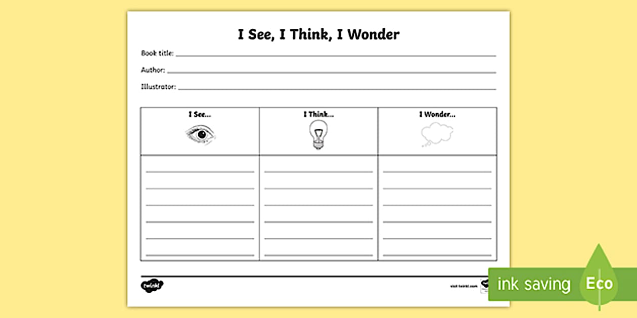 Exploring Texts: I See, I Think, I Wonder Worksheet - Twinkl
