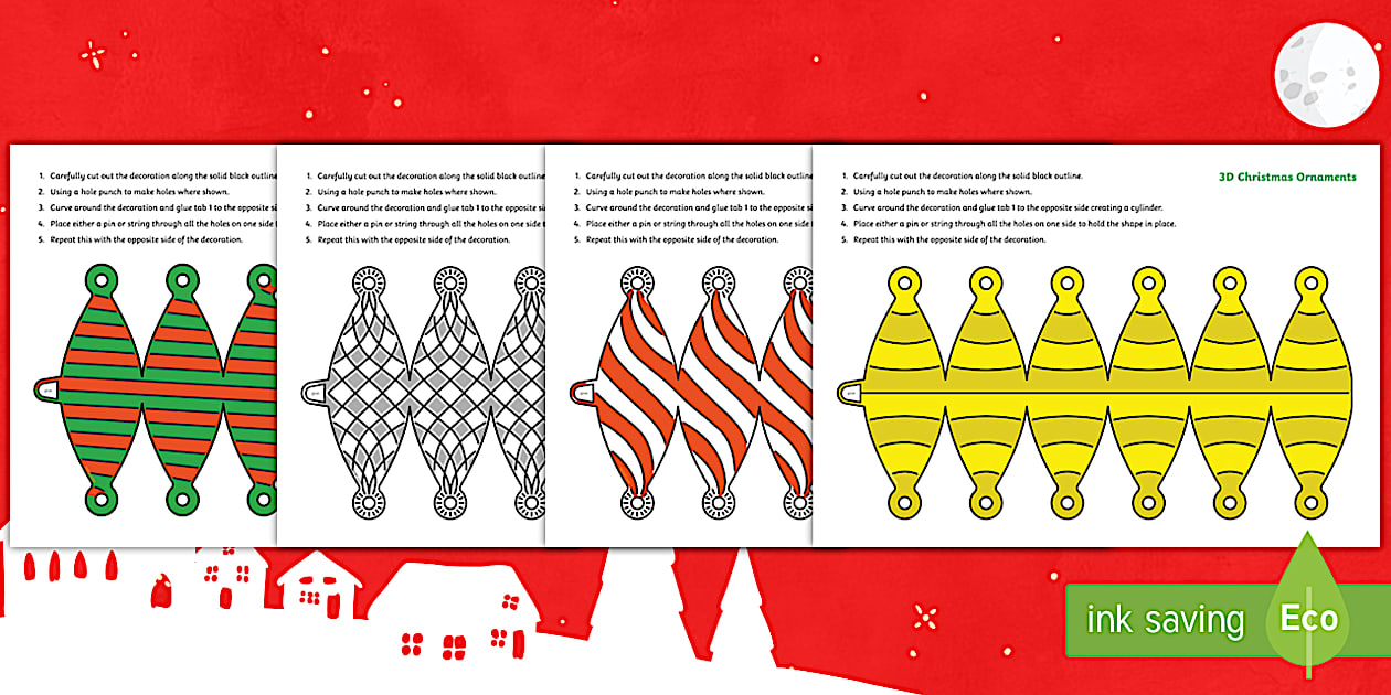 Classroom Decoration Ideas - 3D Christmas Bauble Template