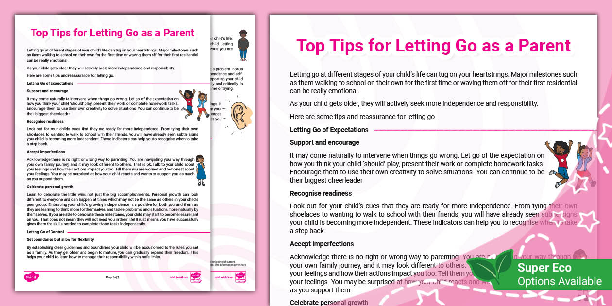 Top Tips for Letting Go as a Parent (teacher made) - Twinkl