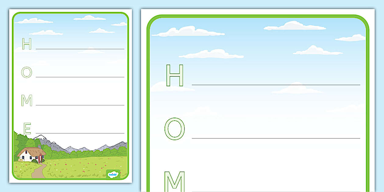 Home Acrostic Poem Template (teacher made) - Twinkl