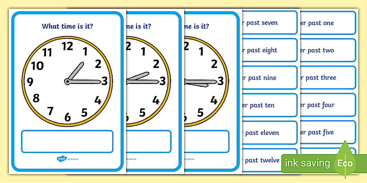 Clock Matching Game - Quarter Past - Twinkl