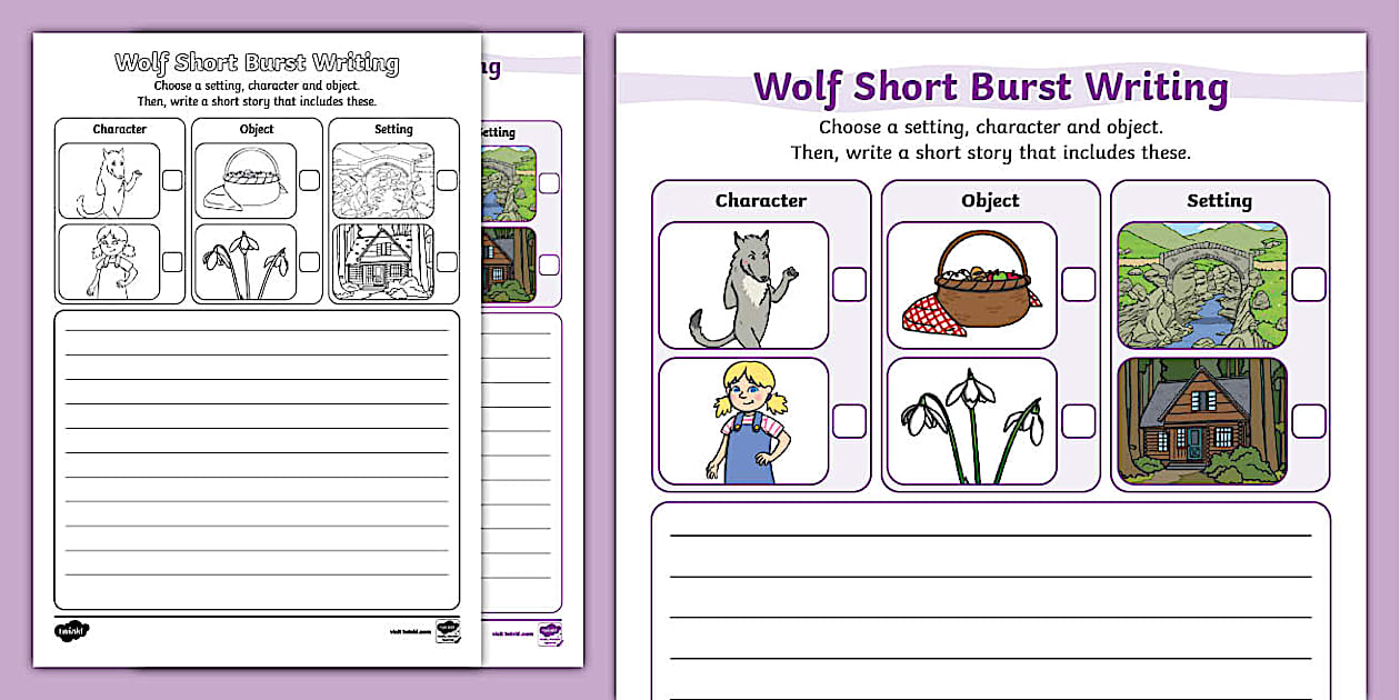 Wolf Short Burst Writing Template (teacher made) - Twinkl