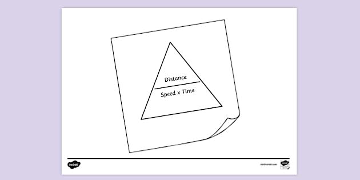 Speed Distance Time Triangle On Post It Colouring Sheet