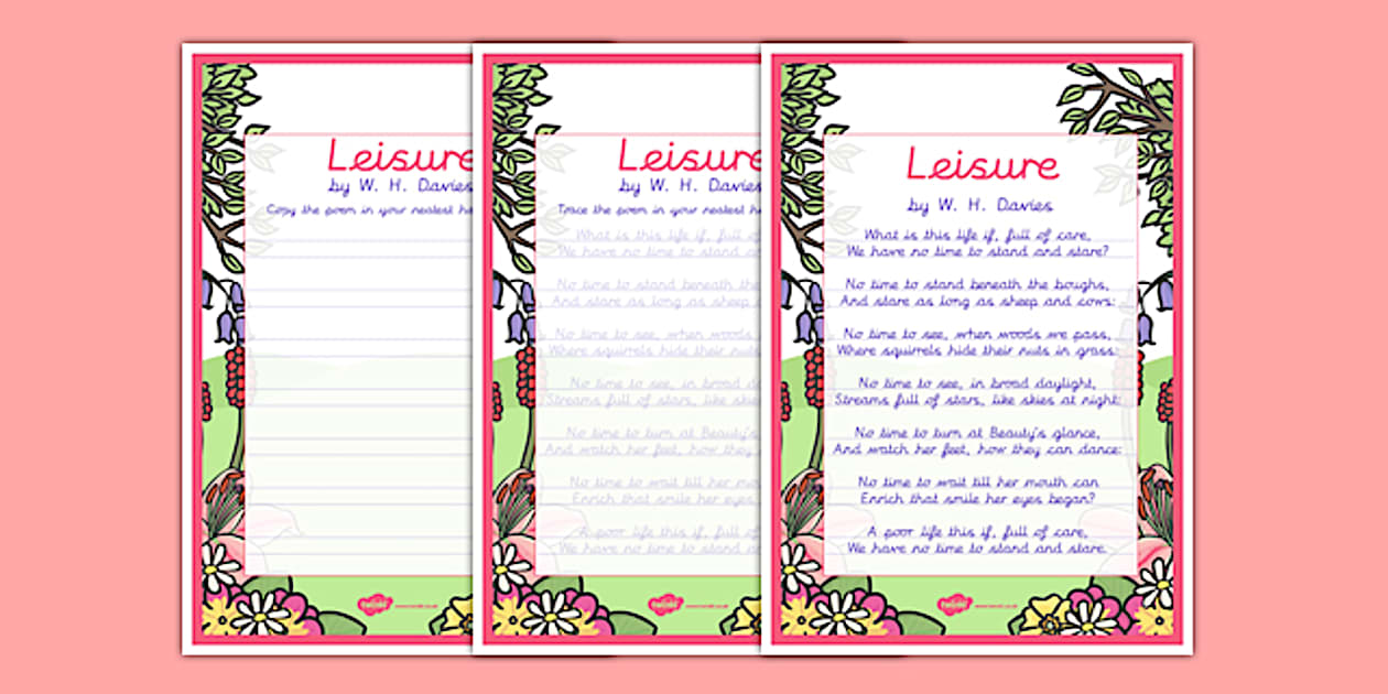 KS2 Handwriting Patterns | Leisure Poem | Primary Resources