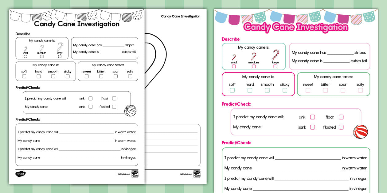 Candy Cane Investigation Activity for K-2nd Grade - Twinkl