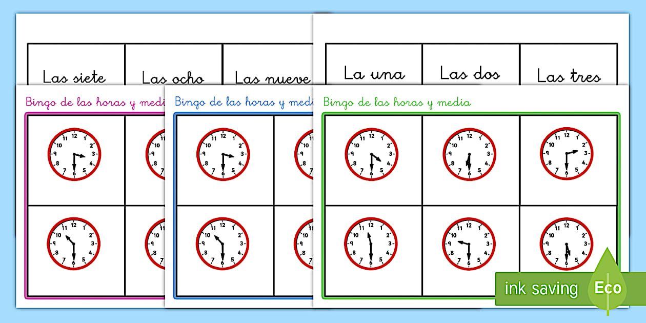 Bingo: La hora - Y media (Teacher-Made) - Twinkl