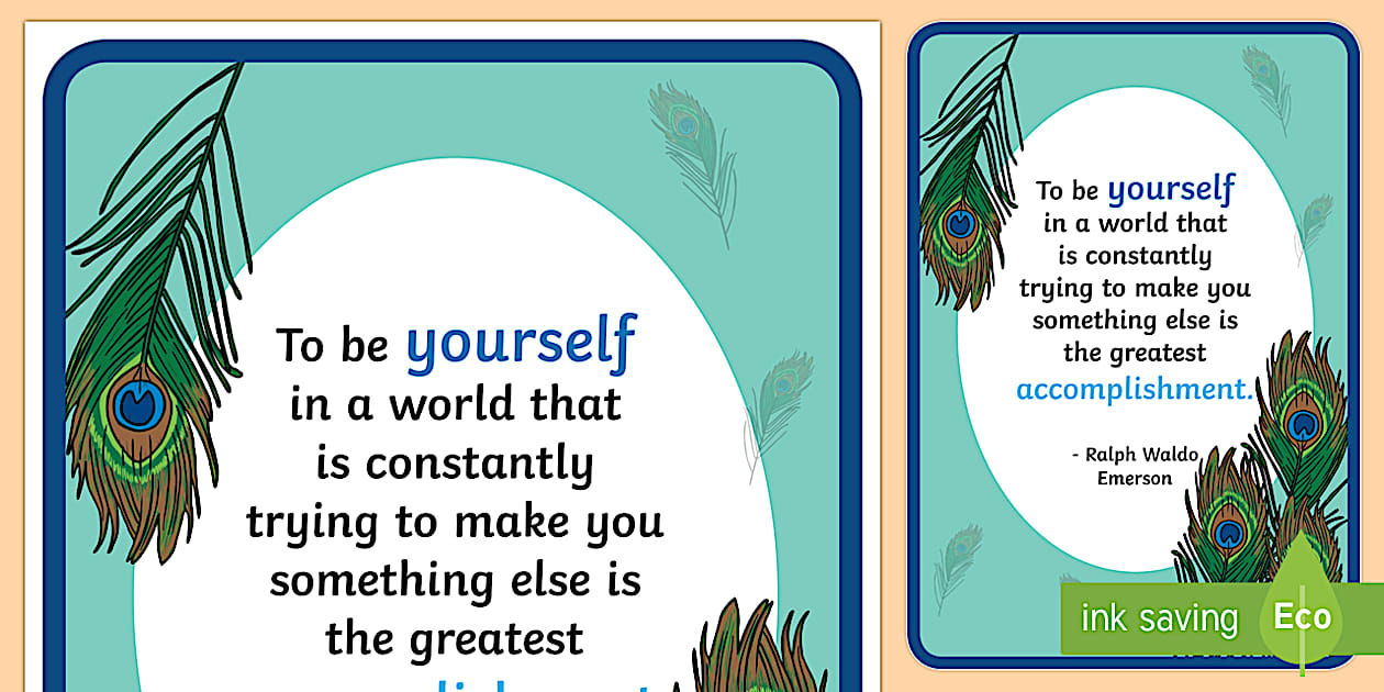 Proud Peacock Inspirational Quote by Emerson Display Poster