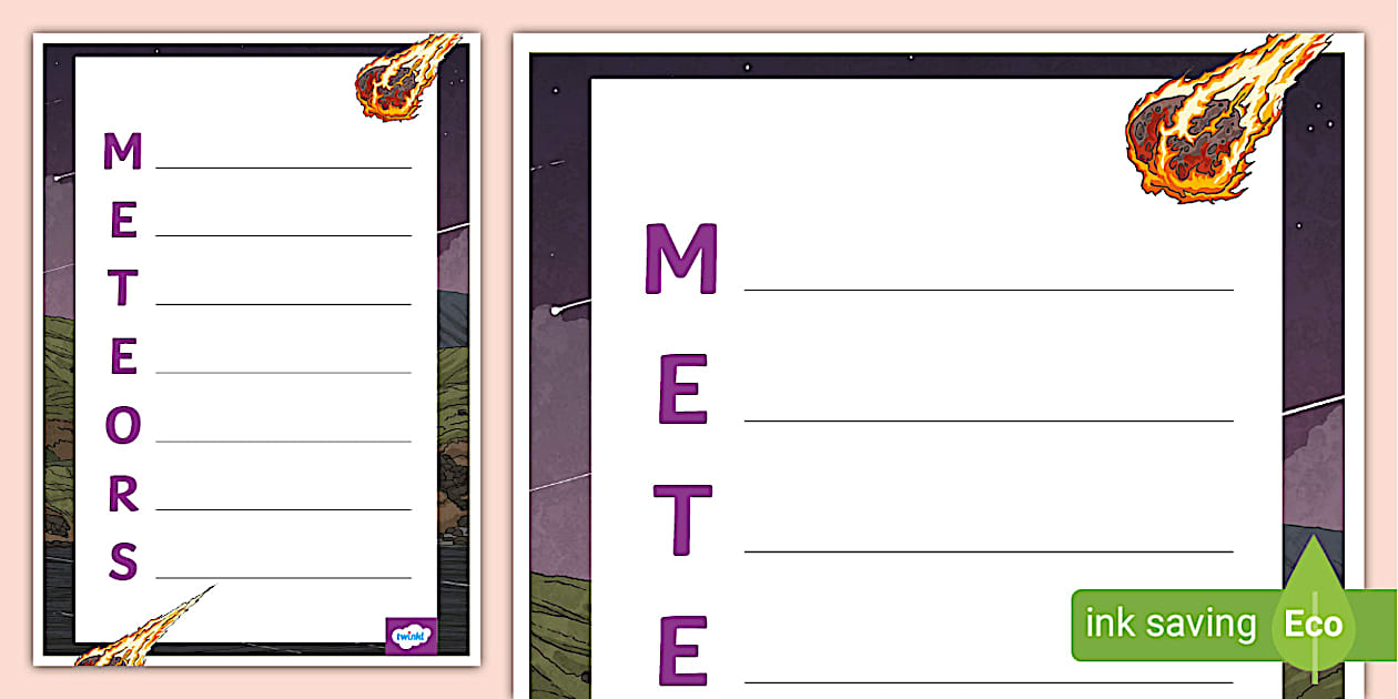 Meteorite Acrostic Poem Template (teacher made) - Twinkl