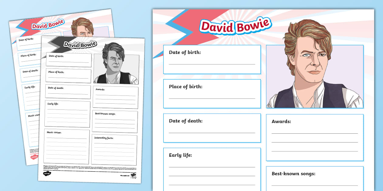 👉 David Bowie Fact File Template - Twinkl