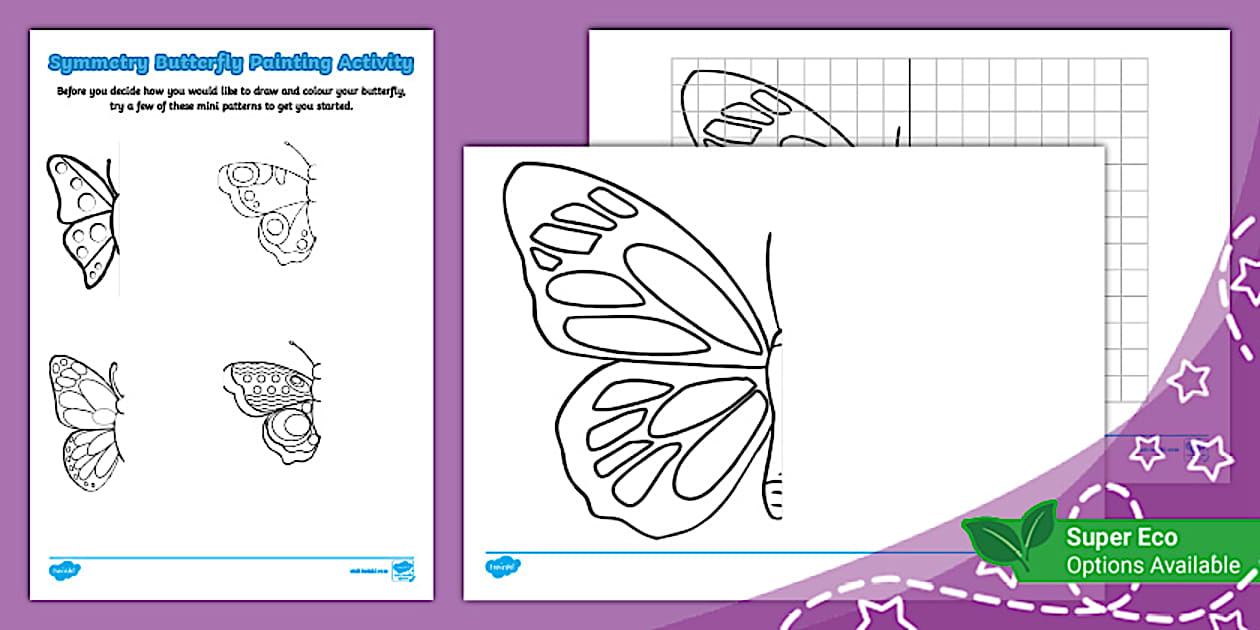 Symmetry Butterfly Painting Activity (teacher made) - Twinkl