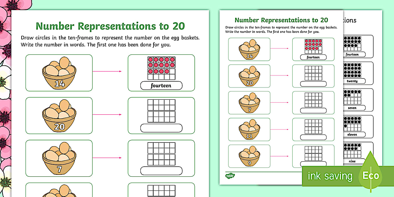 Editable Ten-Frame Number Representations to 20 Worksheet