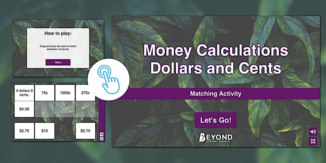 Money Calculations - Dollars and Cents Matching Activity